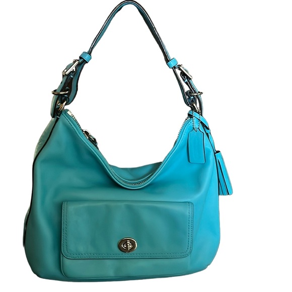 Coach | Bags | Euc Coach Legacy Turquoise Blue Leather Hobo 2way Bag ...